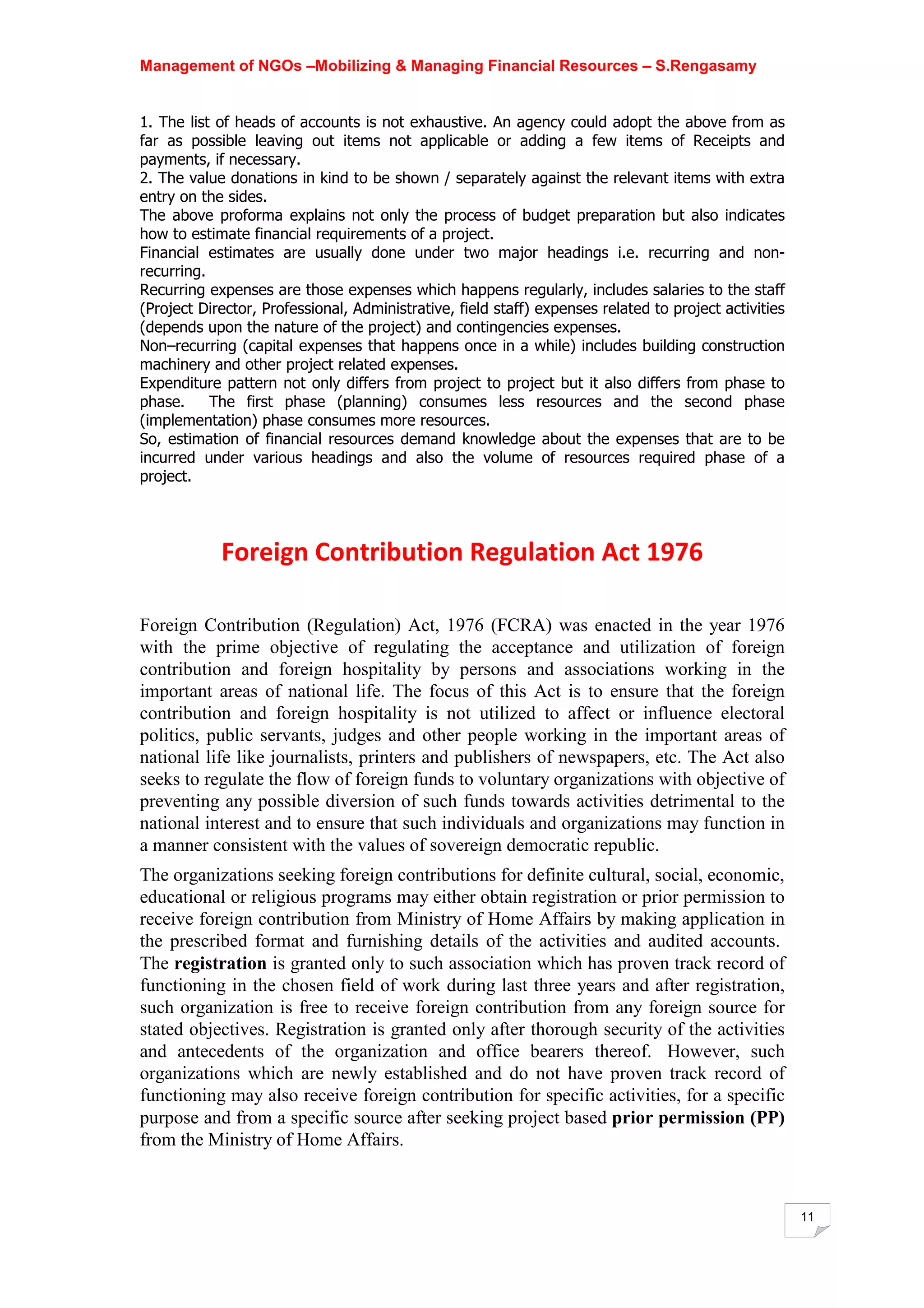 Mobilizing and managing of resources for NGOs | PDF