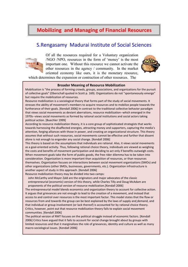 Mobilizing and managing of resources for NGOs | PDF | Government ...