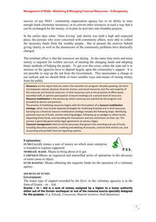 Mobilizing and managing of resources for NGOs | PDF