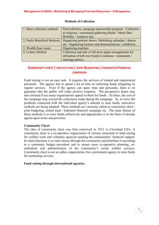 Mobilizing and managing of resources for NGOs | PDF