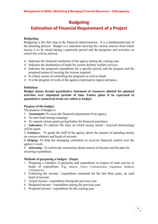Mobilizing and managing of resources for NGOs | PDF