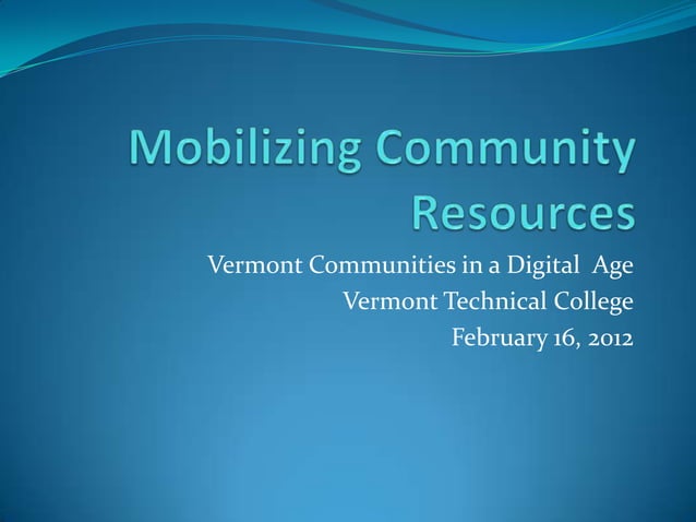 Mobilizing Community rResources | PPT