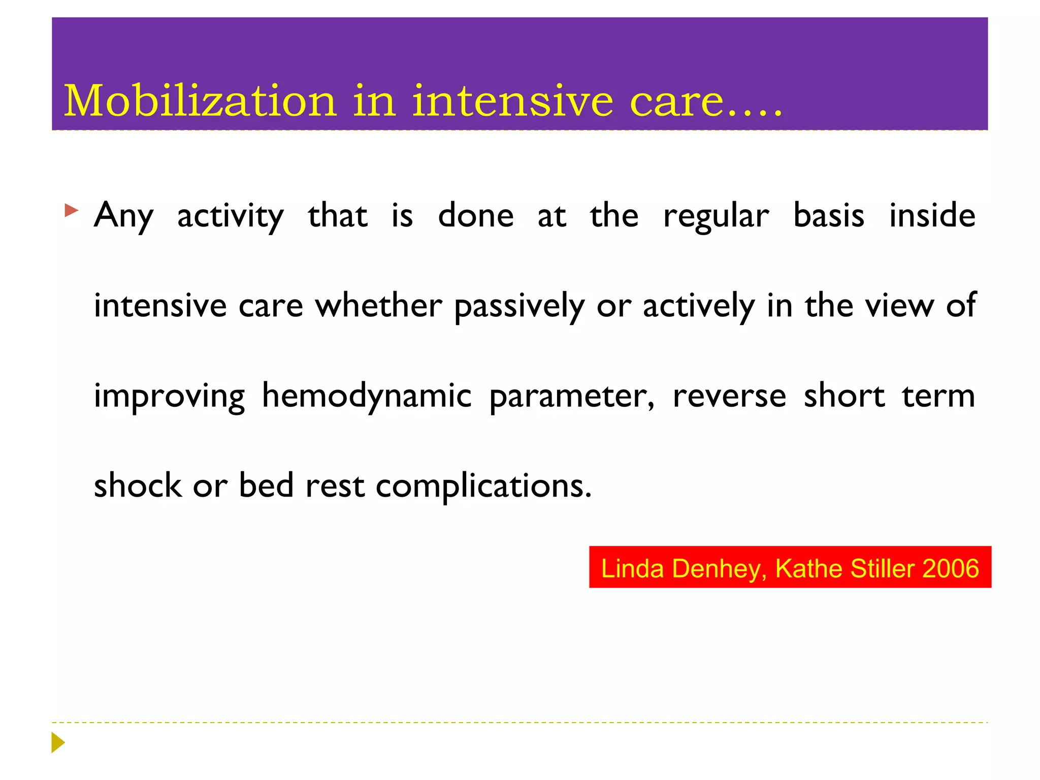 Mobilization in icu | PPT