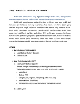 Mobil listrik - Fisika | DOCX