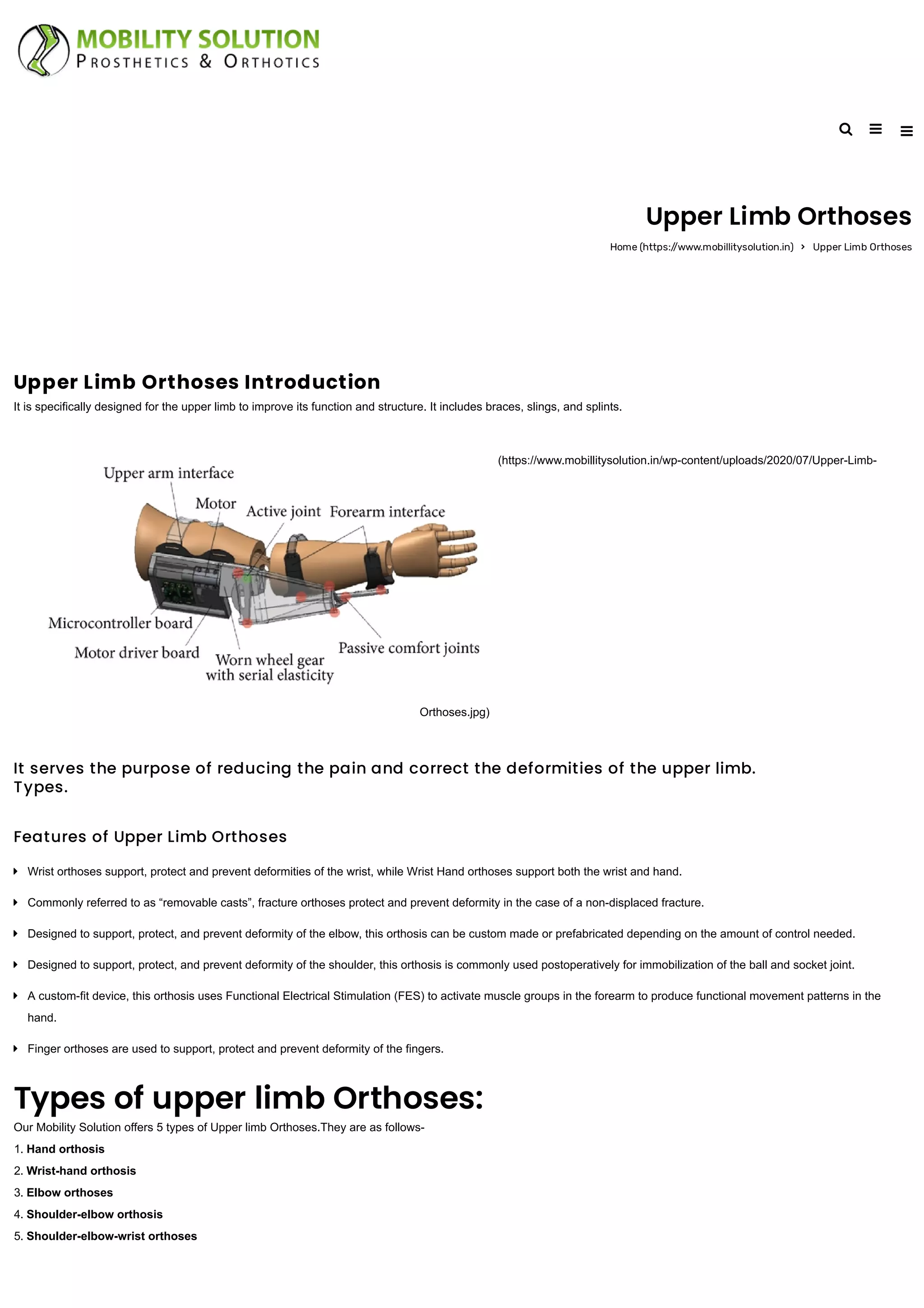 Mobillitysolution in-upper-limb-orthoses | PDF