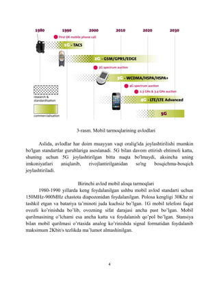 Mobil tarmoqlari. 3G (umts va wcdma), 4G (Wimax va lte) va 5G te.docx