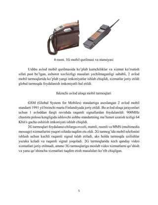 Mobil tarmoqlari. 3G (umts va wcdma), 4G (Wimax va lte) va 5G te.docx