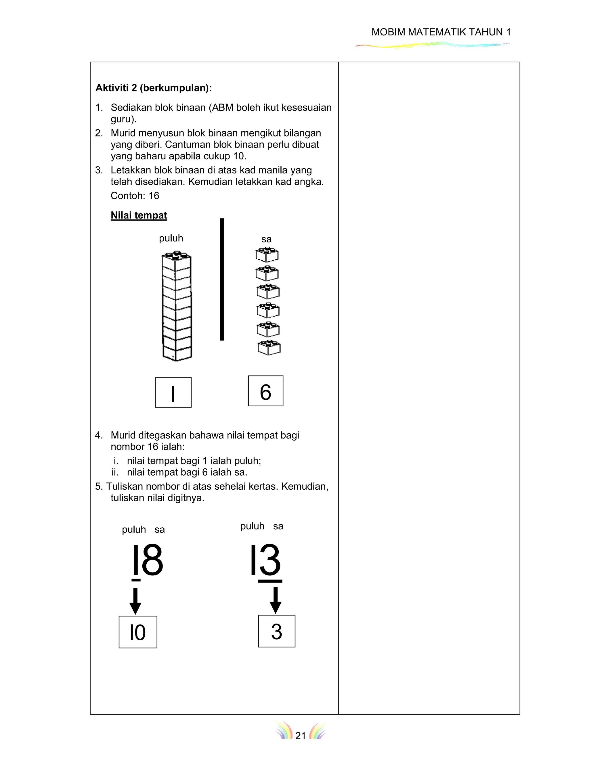 MOBIM MATEMATIK TAHUN 1 Versi BM.pdf.print | PDF