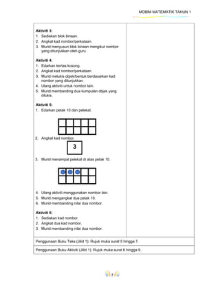 MOBIM MATEMATIK TAHUN 1 Versi BM.pdf.print | PDF