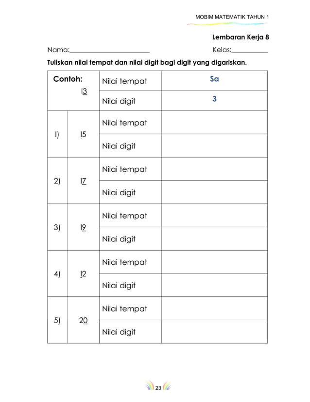 MOBIM MATEMATIK TAHUN 1 Versi BM.pdf.print | PDF