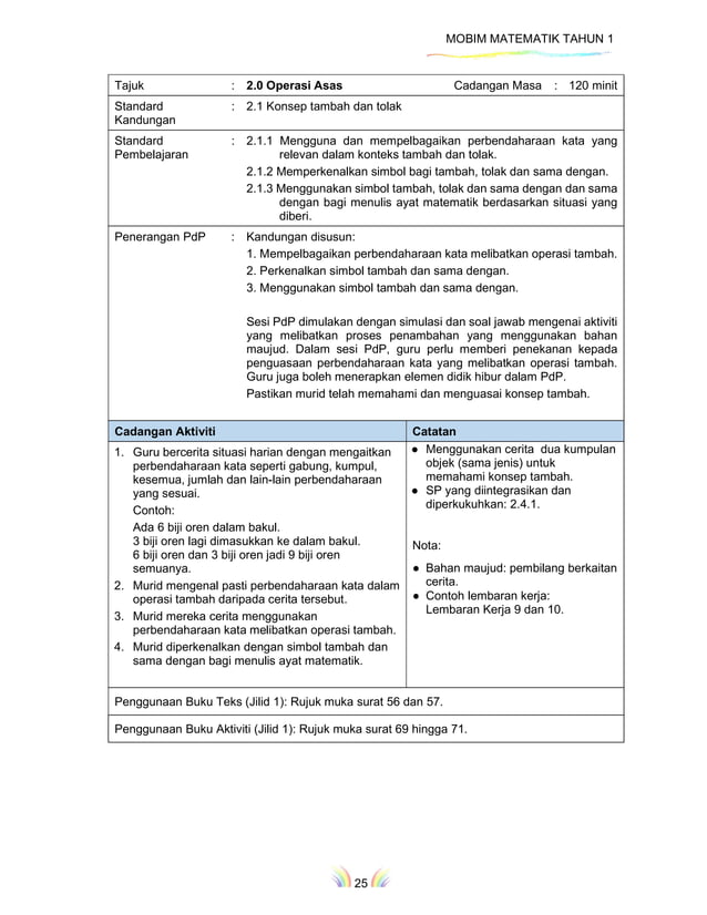 MOBIM MATEMATIK TAHUN 1 Versi BM.pdf.print | PDF