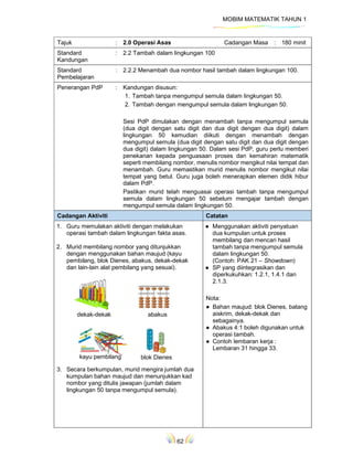 MOBIM MATEMATIK TAHUN 1 Versi BM.pdf.print | PDF