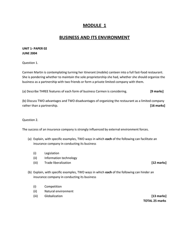 Mob pastpapers u1 2004-2011 | DOC | Business Administration | Business