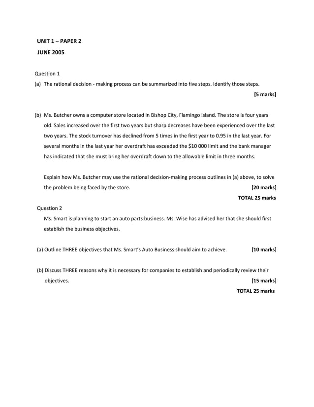 Mob pastpapers u1 2004-2011 | DOC | Business Administration | Business