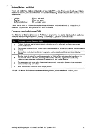 SEM 5 : BUILDING TECHNOLOGY 1 MODULE OUTLINE | PDF | Technology & Computing