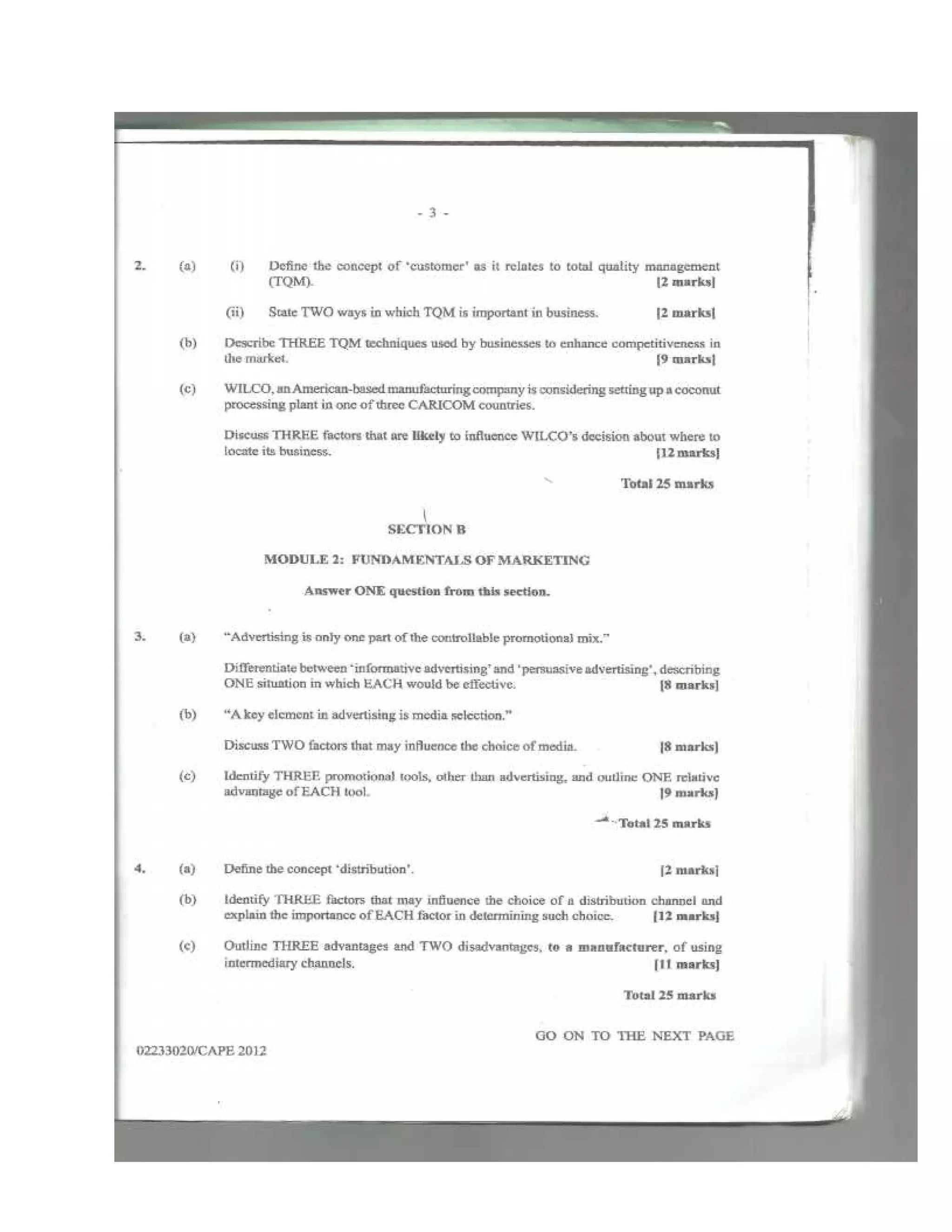 CAPE Management Of Business Unit 2 Paper 2 - 2012 | PDF