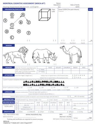 MoCA HI hoja para uso profesional con experiencia cognitiva | PDF