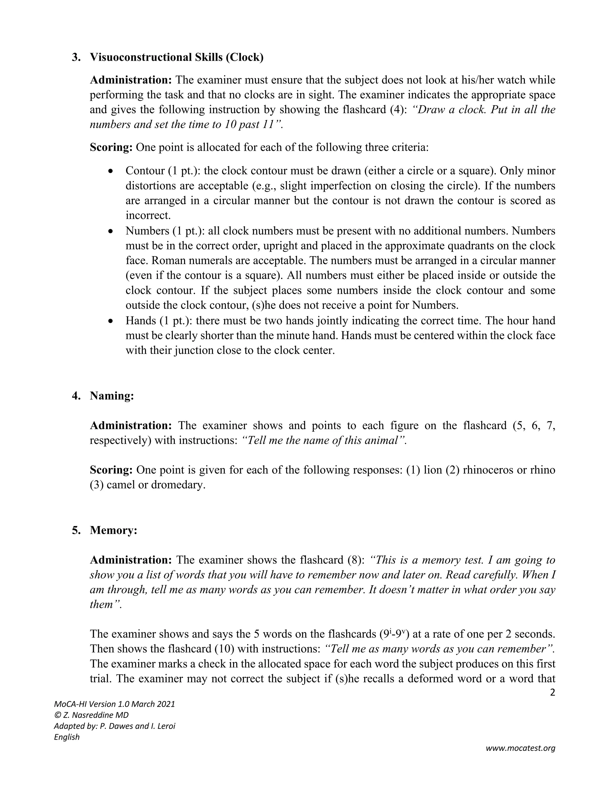 MoCA hipoacusia instructivo para todo tipo de profesionales | PDF