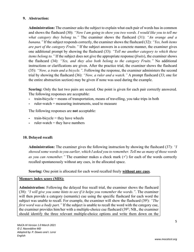 MoCA hipoacusia instructivo para todo tipo de profesionales | PDF