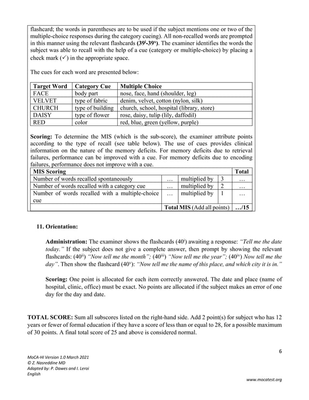 MoCA hipoacusia instructivo para todo tipo de profesionales | PDF
