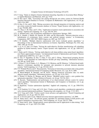 MOCANAR: A Multi-Objective Cuckoo Search Algorithm for Numeric Association Rule Discovery | PDF