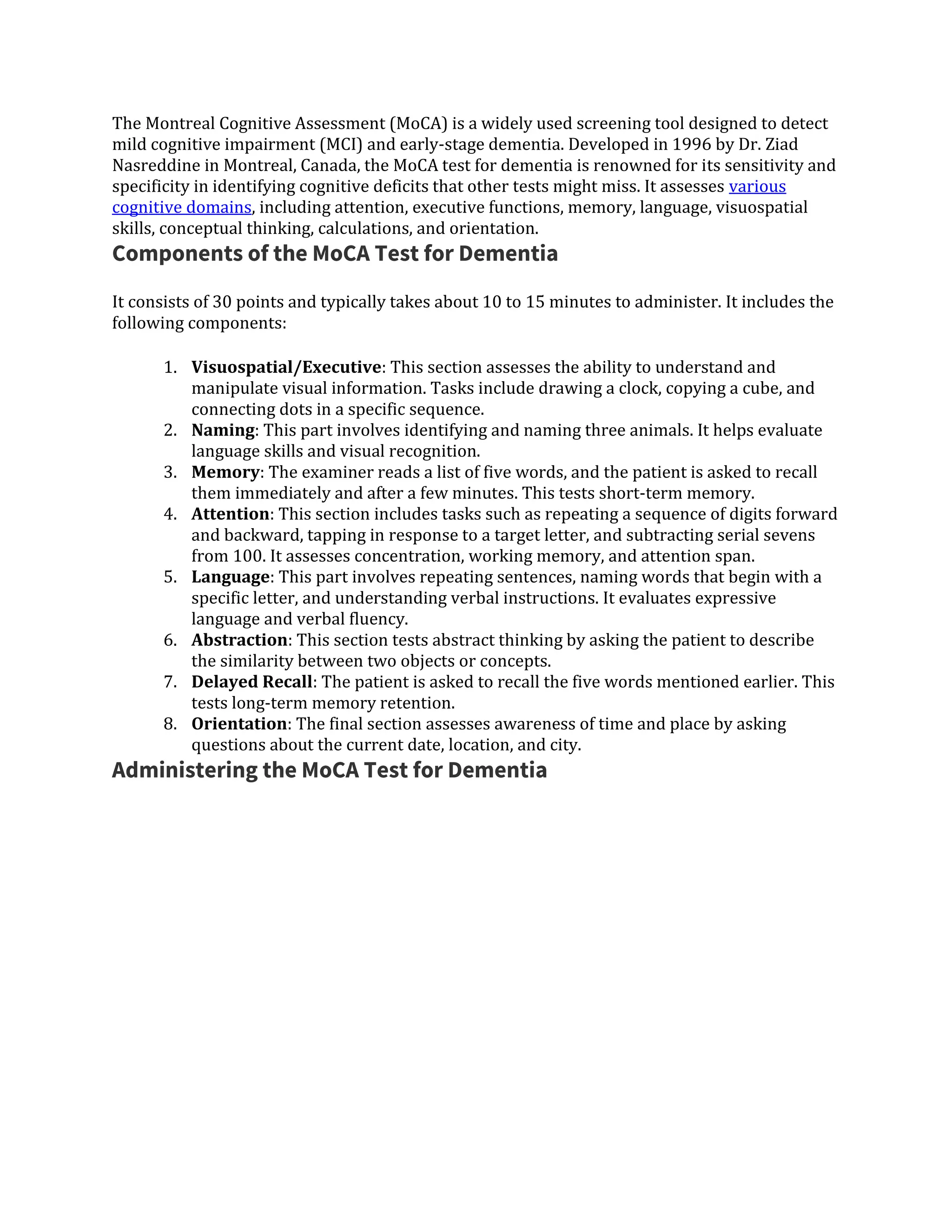 MoCA Test for Dementia: Advantages, Limitations, Role in Clinical ...