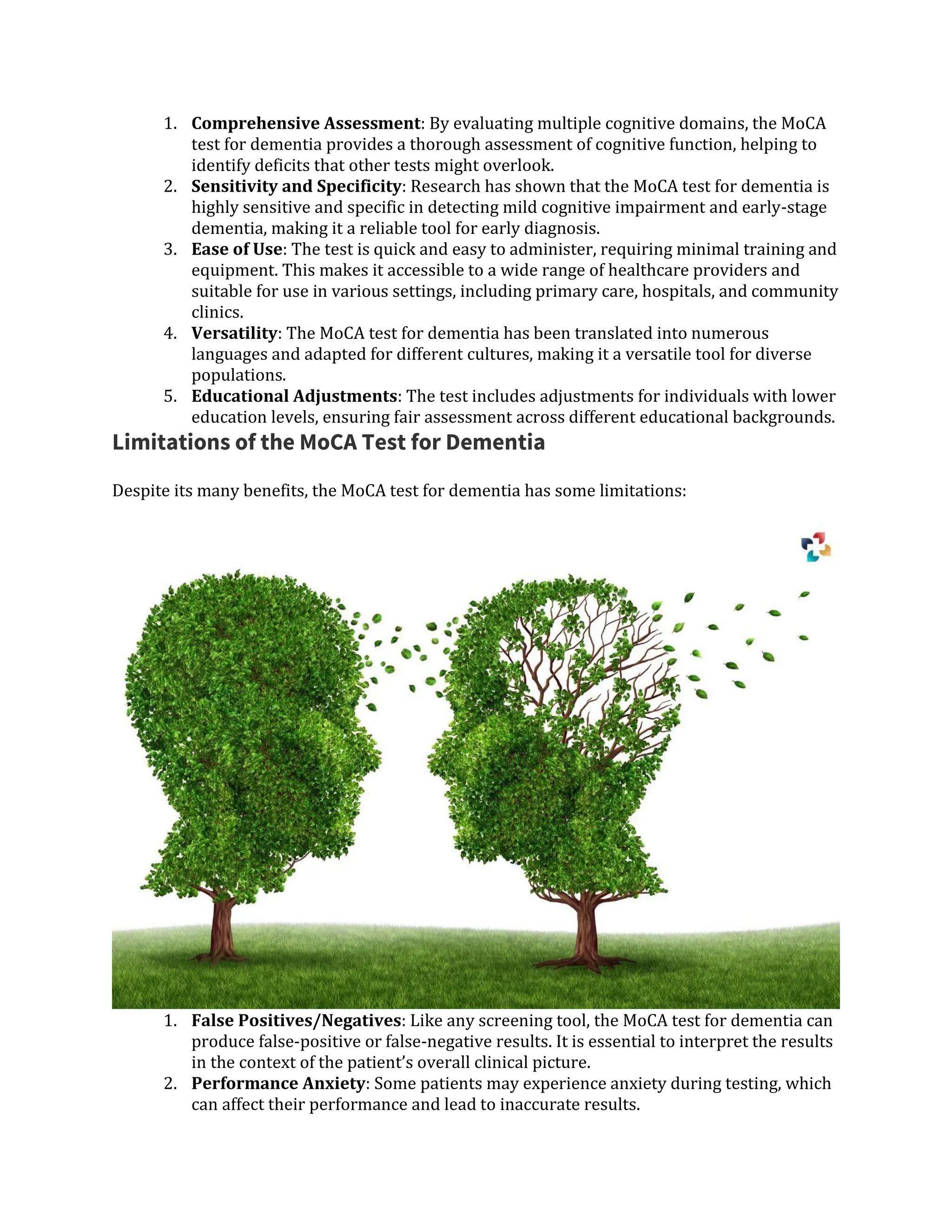 MoCA Test for Dementia: Advantages, Limitations, Role in Clinical ...