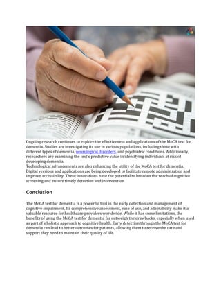 MoCA Test for Dementia: Advantages, Limitations, Role in Clinical ...
