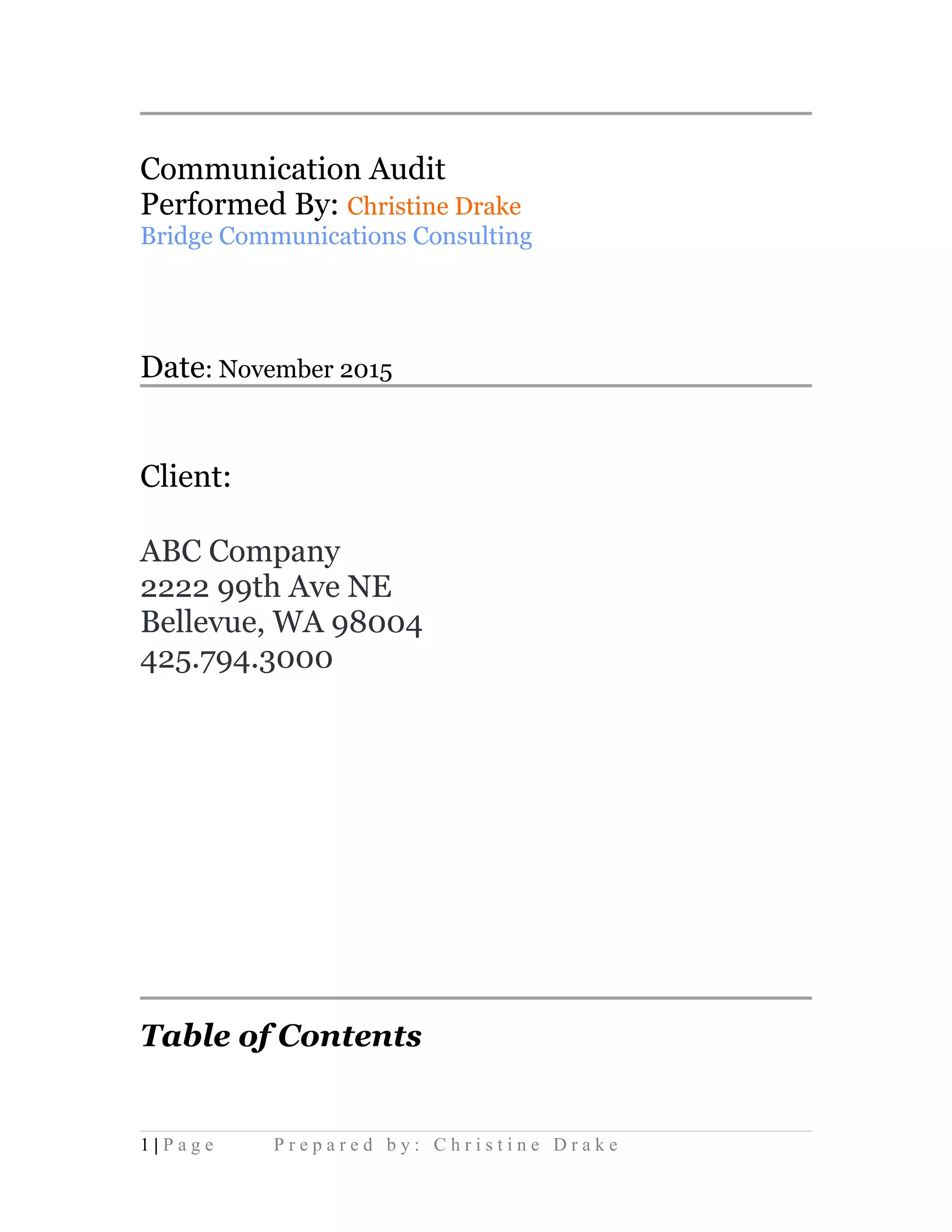 Mock abc company communication audit | PDF