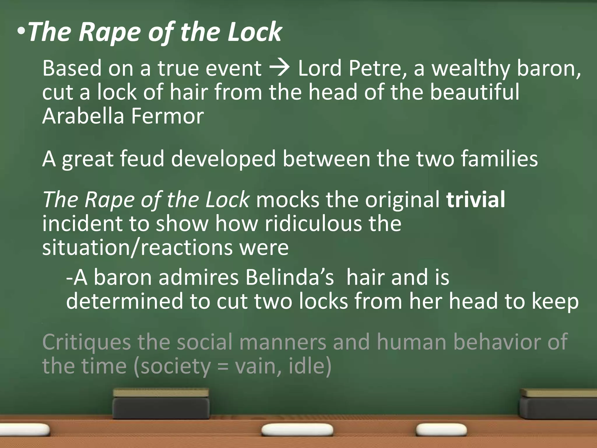 Mock epic, "The Rape of the Lock" | PPTX
