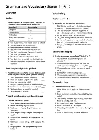 Mock exam starter unit 4 th eso | PDF
