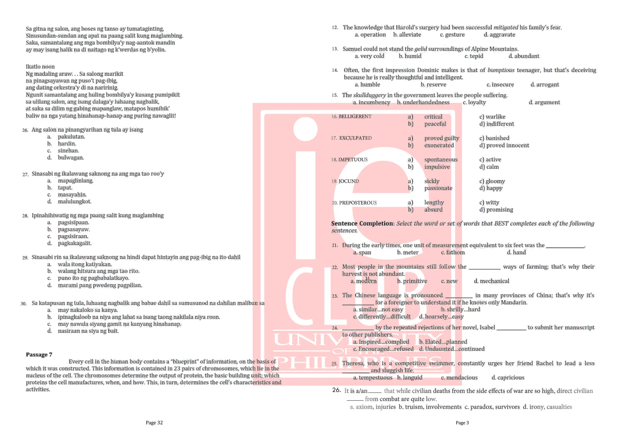 Mock Exam UPCAT.pdfMock Exam UPCAT.pdfUP | PDF