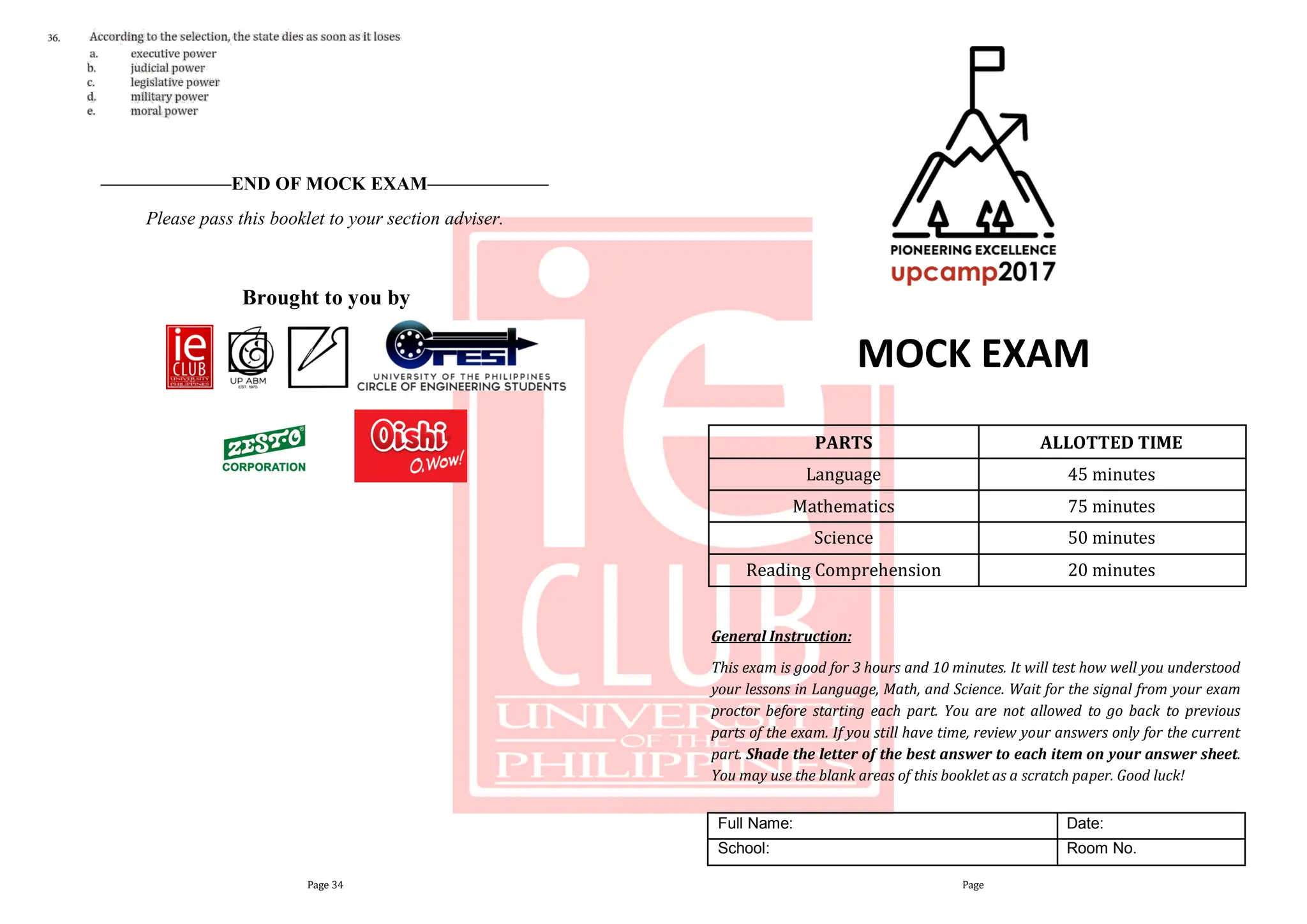 Mock Exam UPCAT.pdfMock Exam UPCAT.pdfUP | PPT