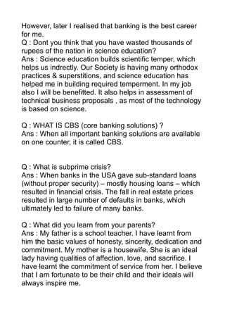 Mock interview for banking | PDF