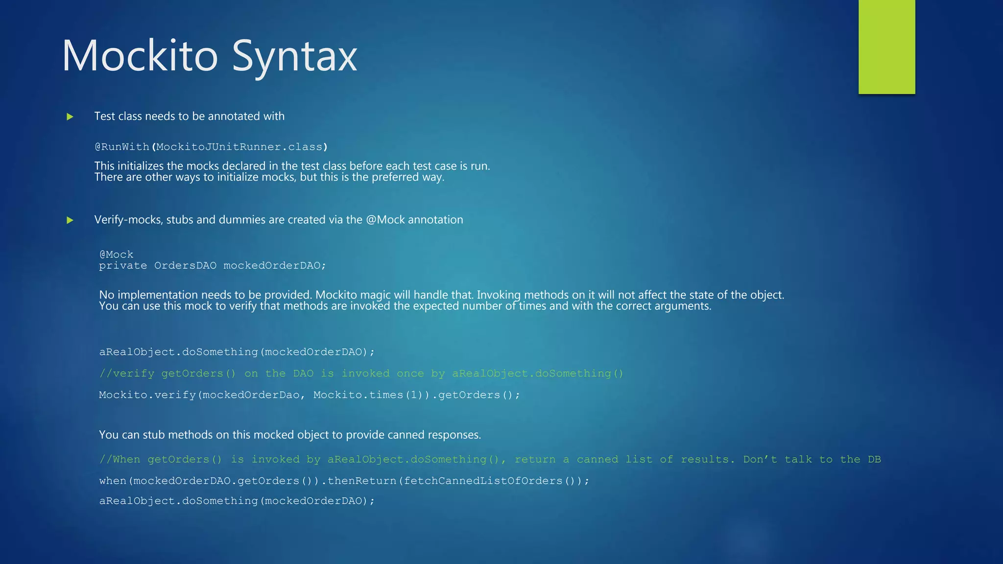 Mocking With Mockito Pptx