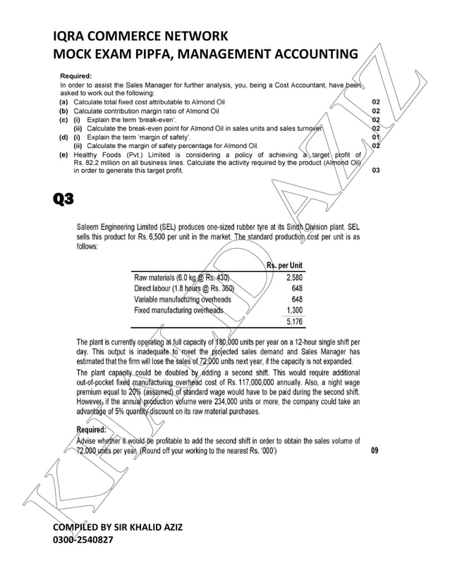 PIPFA MA MOCK FOR NOVEMBER 2019 EXAM | PDF