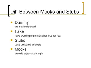 Mock Objects Presentation | PPT