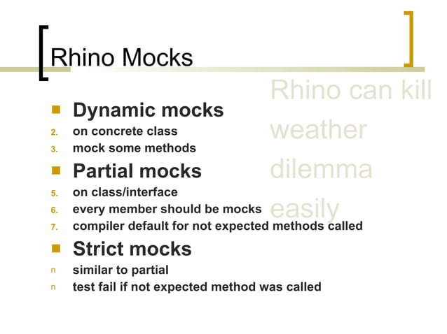 Mock Objects Presentation Ppt