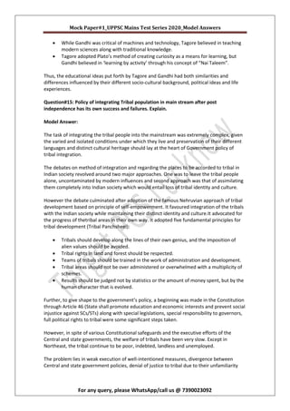 Mock paper#1 model answer UPPSC Mains Test Series 2021 - Target PCS | PDF