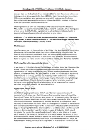 Mock paper#1 model answer UPPSC Mains Test Series 2021 - Target PCS | PDF