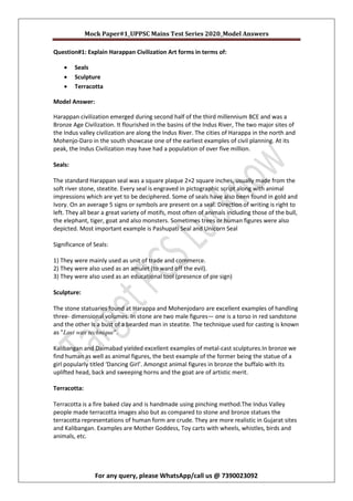 Mock paper#1 model answer UPPSC Mains Test Series 2021 - Target PCS | PDF