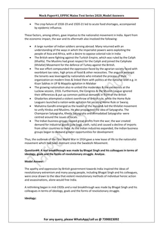 Mock paper#1 model answer UPPSC Mains Test Series 2021 - Target PCS | PDF