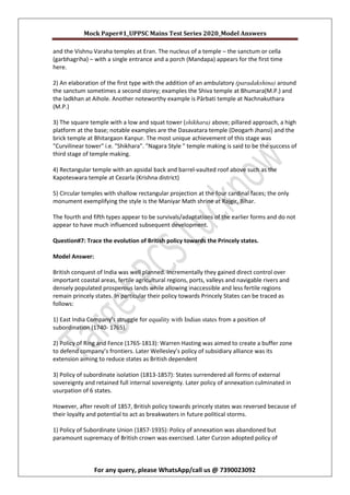 Mock paper#1 model answer UPPSC Mains Test Series 2021 - Target PCS | PDF