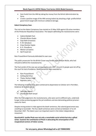 Mock Paper#1 Model Answer Sample - UPPSC/UPPCS Mains Test Series | PDF
