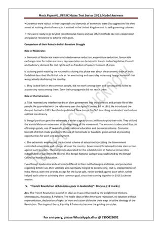 Mock paper#1 Model Answer - UPPSC/UPPCS Mains Test Series 2021 | PDF