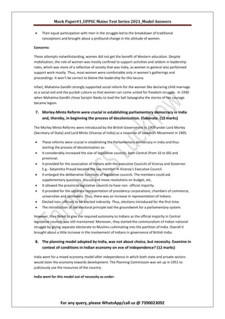 Mock paper#1 Model Answer - UPPSC/UPPCS Mains Test Series 2021 | PDF