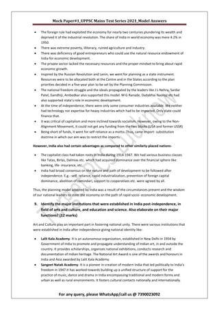 Mock paper#1 Model Answer - UPPSC/UPPCS Mains Test Series 2021 | PDF