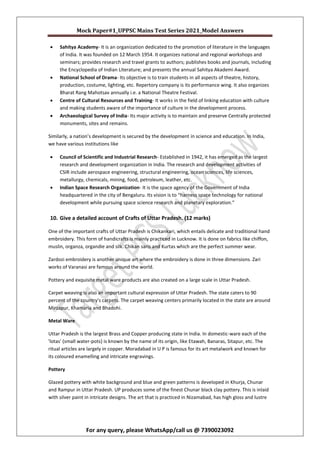 Mock paper#1 Model Answer - UPPSC/UPPCS Mains Test Series 2021 | PDF