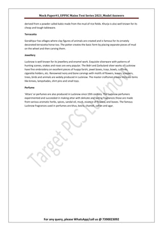 Mock paper#1 Model Answer - UPPSC/UPPCS Mains Test Series 2021 | PDF