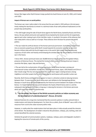 Mock paper#1 Model Answer - UPPSC/UPPCS Mains Test Series 2021 | PDF